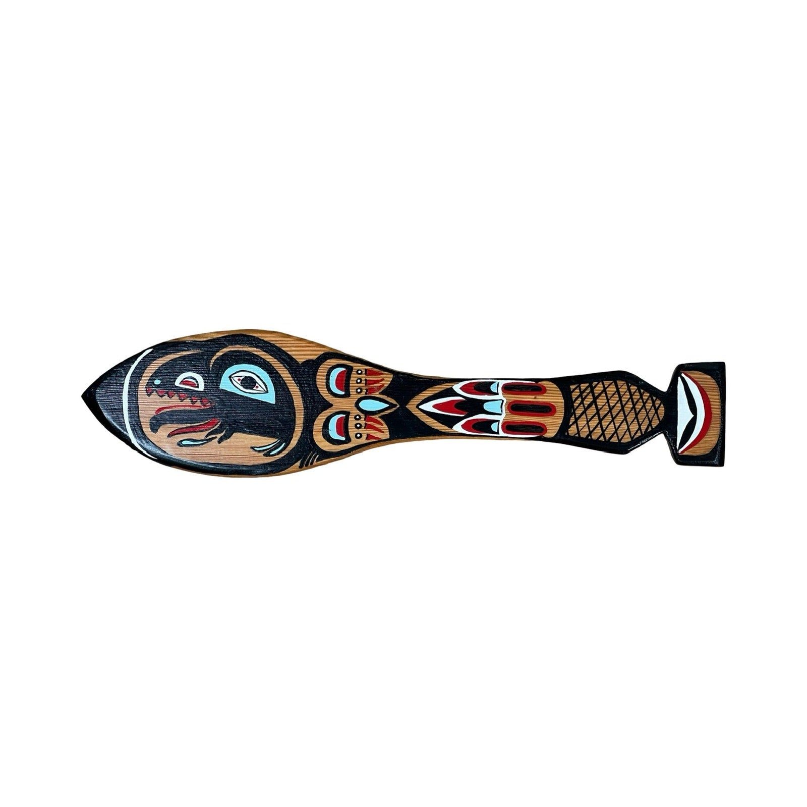 Vintage Inuit Carved Red Cedar Paddle from Sitka Alaska Signed Illegib ...