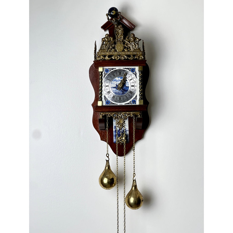 Zaandam Dutch Vintage Weight Driven Blue Delft Wall Clock – Pearl City ...